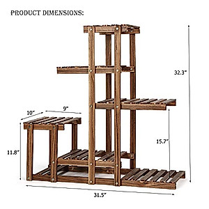 HYNAWIN Wood Plant Stands, Indoor Outdoor Plant Rack, Multi Tiers Plant Shelf Holder, Display Storage Shelves for Patio Garden Balcony Yard
