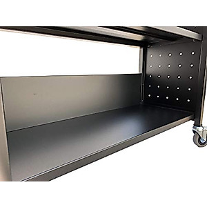 Workington Rolling Book Truck Book Cart with 3 Flat Shelves, Library Book Cart with Swivel Lockable Casters 3001 Black