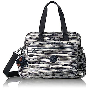 Kipling Women's Alanna Diaper Bag, Stroller Clips, Zip Closure, Scribble Lines Blue, One Size