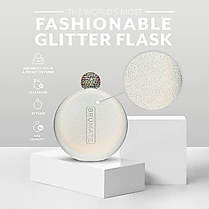 BruMate Glitter Women's Flask - 5oz Stainless Steel Flask for Liquor & Spirits - Pocket & Purse - Cute, Girly - Ideal Gift for Women (Glitter White)