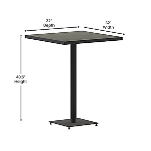 Flash Furniture Lark Commercial Grade Bar Height Patio Table, Indoor/Outdoor Bistro Table with Poly Resin Slats, 30" Square, Gray Wash