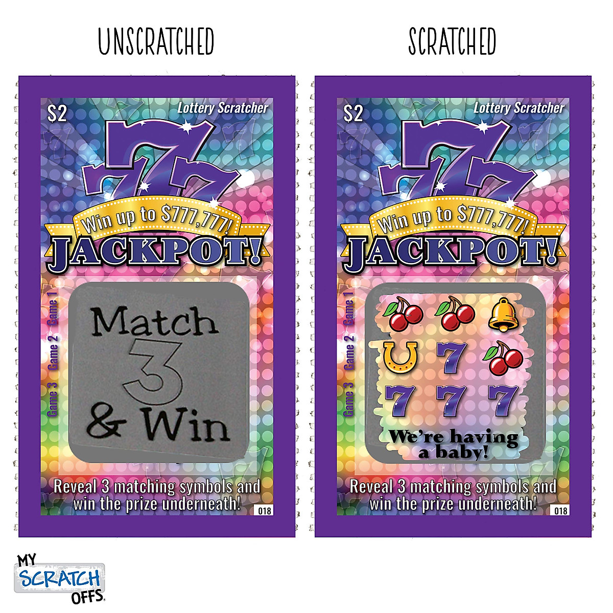 My Scratch Offs Pregnancy Announcement Reveal Scratch Off Fake Lotto Replica Tickets VARIETY Pack 5 Delivery Scratch-Off Party Favor Parents, Spouse & Friends