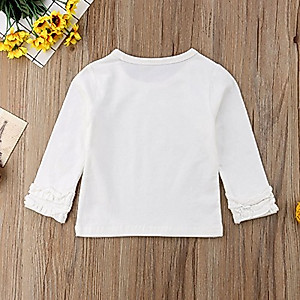 Toddler Baby Girl Basic Plain Ruffle Cuff Long Sleeve Cotton T Shirts Tee Tops (White, 2-3T)