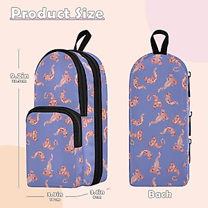 Sletend Cute Axolotl Salamander Pencil Case Big Capacity Handheld Pencil Pouch Portable Large Storage Canvas Pencil Bag for Boys Girls Adults Students