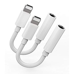 2Pack,Headphone Adapter Dongle to 3.5 mm Jack Earphone Audio Aux Connector for iPhone 12/11/XS/X/8/7/pro/xr/SE/MAX/PLUS Support All iOS Lightning Compatible with iPad Car Music Accessories Headset