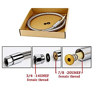 MaxSen Pre-rinse Sprayer Hose Stainless Steel Hose 38"(960mm) for Faucet Replacement Kit Brass Dish Spray Hose For Commercial Kitchen Sink Faucet