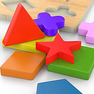 Kimuvin Wooden Number Puzzles, Preschool Educational Learning Board Toys for 3 4 5 Years Old Kids Toddlers