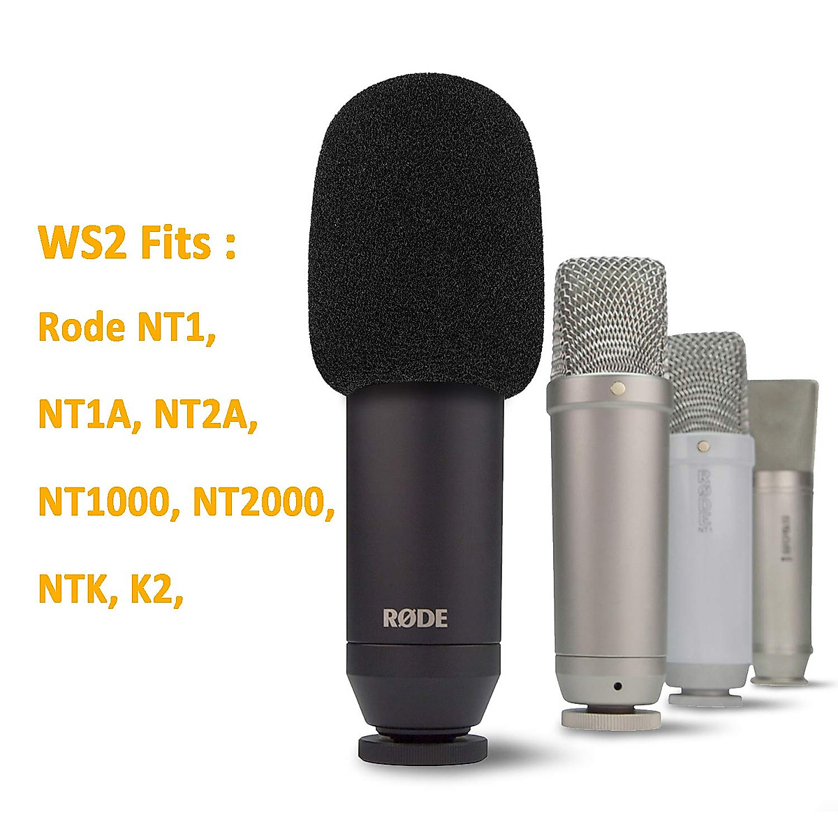 WS2 Microphone Pop Filter/Windscreen Compatible with Rode NT1-A, Procaster, podcaster, NT2-A,K2, NT1000, NT2000and Broadcaster Microphones by SUNMON