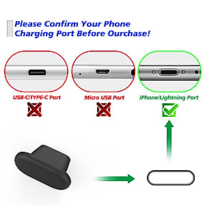 (10 Pieces) Anti Dust Plugs for iPhone 14, 13, 12, 11, Pro, X, Xs Max, XR, 8, 8 Plus, 7, 7 Plus, 6 Plus, 6s Plus, 6, 6 Plus, SE, iPhone Lightning Port Cover for iPhone iPad Mini/Air iPods,Black