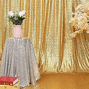 SquarePie Sequin Backdrop 10FT x 10FT Gold Photography Background Sparkly Curtain Selfie Wall for Wedding Party Decoration