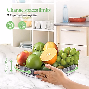 WJWSKI Lazy Susan Organizer 11", 360 Degree Rotating Turntable for Cabinet with 4 Gold Non-Slip Base, Round Spice Rack for Kitchen, Cologne Organizer for Men, Makeup Perfumes Vanity Tray - Clear