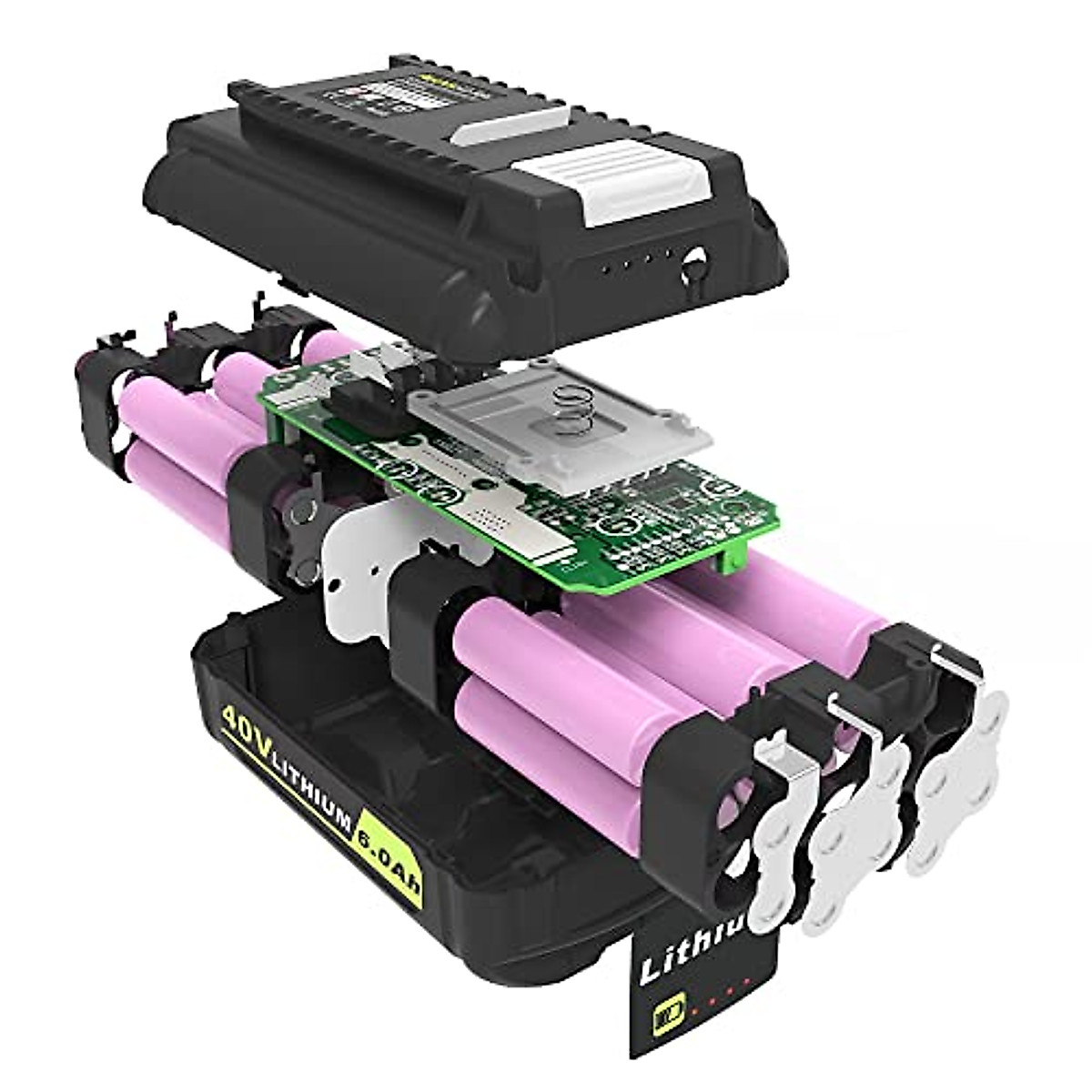 Rocivic 40V 6.0Ah Replacement Battery for Ryobi 40 Volt OP4050A OP4040 OP40404 OP4030 OP4026 OP4050 OP4060A OP40201 OP40261 OP40401 OP40301 Cordless Power Tools Batteries