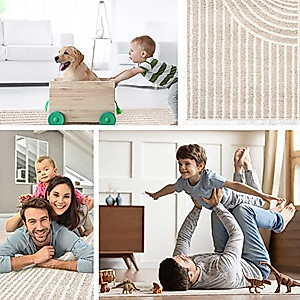 Abani Rugs Beige Arch Pattern Knot Modern Print Premium Area Rug - Contemporary No-Shed Neutral 6’ x 9’ Bedroom Rug