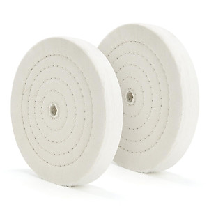 SCOTTCHEN Buffing Polishing Wheel 8" x 5/8" Arbor x 70Ply White Fine Cotton for Bench Grinder - 2 PCS