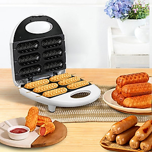 Corn Dog Waffle Maker Small, Hot Dog Waffle Machine with Non-stick Coating Plate, Waffle Dog Maker Toaster Make 6 Corn Dogs, Corn Dog Waffle Machine Make Corn Dog in Minutes, White