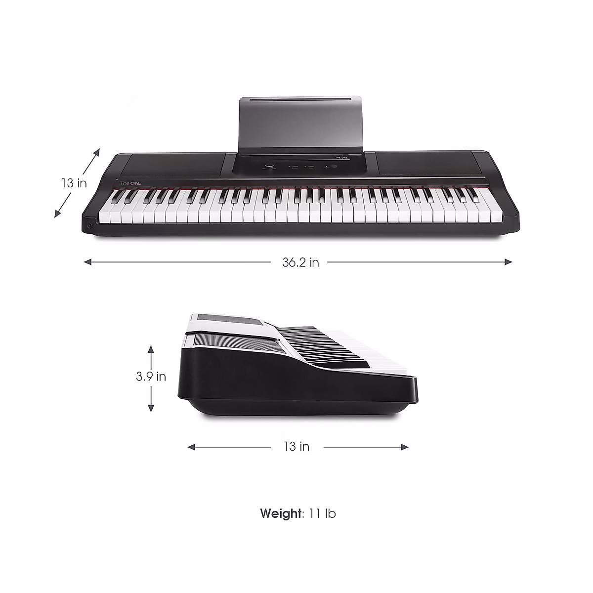 The ONE Keyboard Piano, 61 Key Piano Keyboard for Beginner/Professional, Electric Piano w/Lighted Keys, Music Stand & Piano App, Supports USB MIDI/Audio/Microphone/Headphones/Sustain Pedal