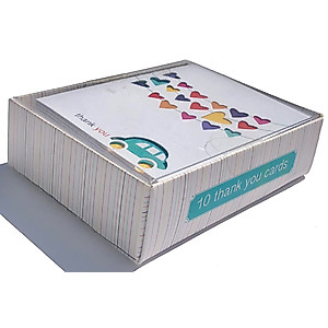 Molly & Rex Window Boxed Set of 10 Laser Cut Thank You Blank Cards, Love Bug Heart Line 97667