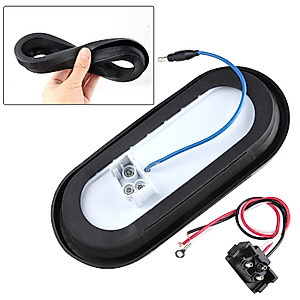 4Pcs 6.4 Inch Oval Led Trailer Tail Lights with Backup Reverse Lights, Oval Red Trailer Stop Turn Tail Lights and White Oval Trailer Backup Lights 22 LED w/Rubber Grommets and 3-Prong Wire Pigtails