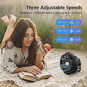 Camping Fan for Tents,Remote Control Camping Fan Rechargeable Battery Operated USB with Light,Power Bank,Portable Tent Fan for Outdoor Picnic,BBQ,Fishing Hiking…