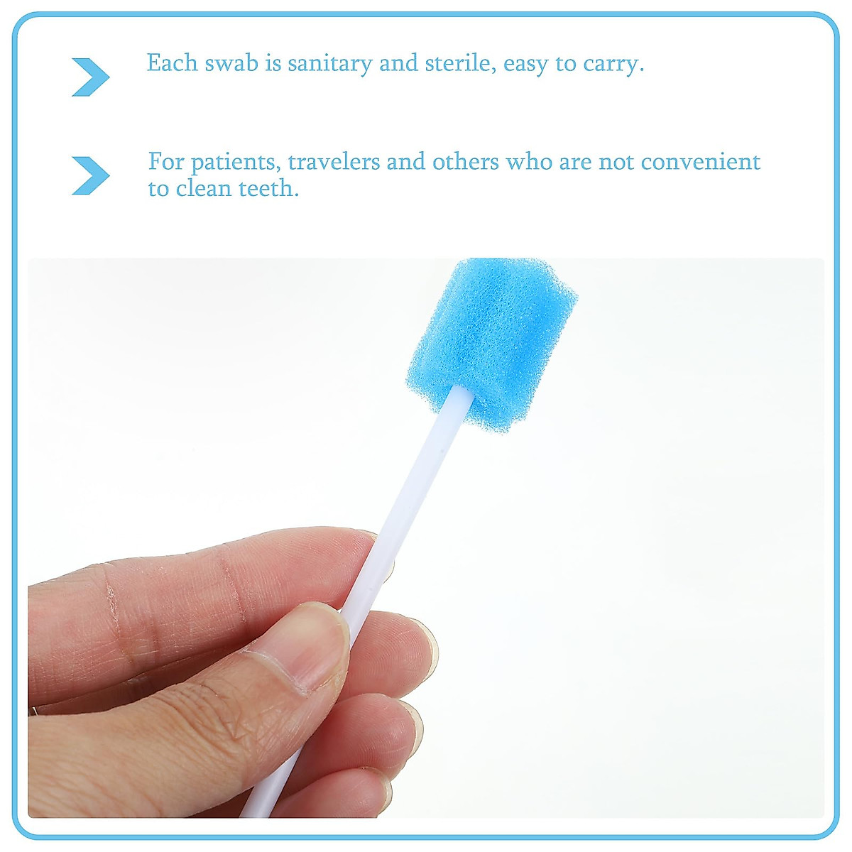 Healifty 100pcs Mouth Sponge Swabs Disposable Sponge Stick Oral Care Sponge Swab Tooth Cleaning Sponge (Blue)