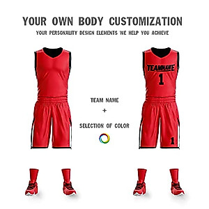 Custom Reversible Basketball Jersey Personalized Printed Name Number Blank Team Sports Uniform for Men/Boy