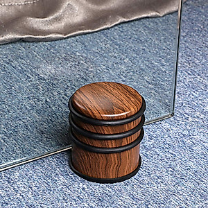 Sumnacon Heavy Duty Floor Door Stopper No Drill, Durability Stainless Steel Door Stops With Anti-skid Rubber- Contemporary Decorative Safety Door Wedge for Home Office Commercial Industrial, WoodGrain