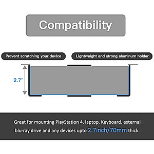 Under Desk Laptop Mount, Under Desk Shelf Bracket Compatible with Devices Tall Maximum 2.7”, Aluminum Under Desk Laptop Holder Stand Tray for Laptop, MacBook, Keyboard, Modem, Playstation 4 & More