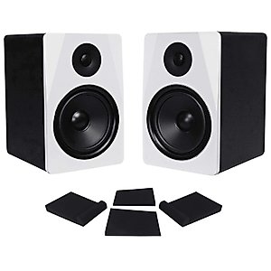 Rockville Pair APM8W 8" 2-Way 500 Watt Powered USB Studio Monitor Speakers+Pads