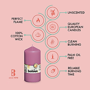BOLSIUS 8 Pink Pillar Candles - 2.75 x 5 Inches - Premium European Quality - Individually Wrapped - 43 Hours Burn Time - Dripless & Smokeless - Unscented Dinner, Wedding, Party, & Restaurant Candles