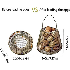 Auhafaly Egg Basket, Collapsible Mini Storage - Can Easily Load Eggs for Carrying and Collecting Eggs, Easy Washing, and Fast-drying, Country Primitive Farmhouse Style (Medium)