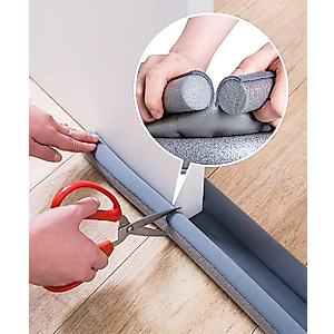 MS.CLEO Twin Door Draft Stopper, Double Side Under Door Bottom Seal Strip, Weather Stripping Window Breeze Blocker Adjustable Door Sweeps 36inch(Grey)