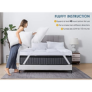 QUEEN ROSE Queen Mattress Topper, Cooling Extra Thick 3D Snow Soft Pillow Topper Mattress Pad Cover Bed Mattress Topper, Hotel Quality, Down Alternative, Plush and Support