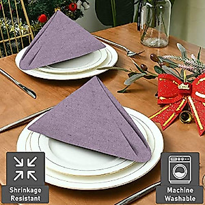 Ruvanti Cloth Napkins Set of 12, 18x18 Reusable Napkins Cloth Washable, Soft & Durable Table Napkins, Poly Cotton Fabric Dinner Napkins for Parties, Christmas, Thanksgiving, Weddings - Purple