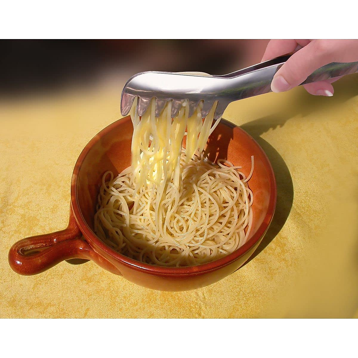 Fackelmann 7.5" Stainless Steel Spaghetti Serving Tongs, Silver