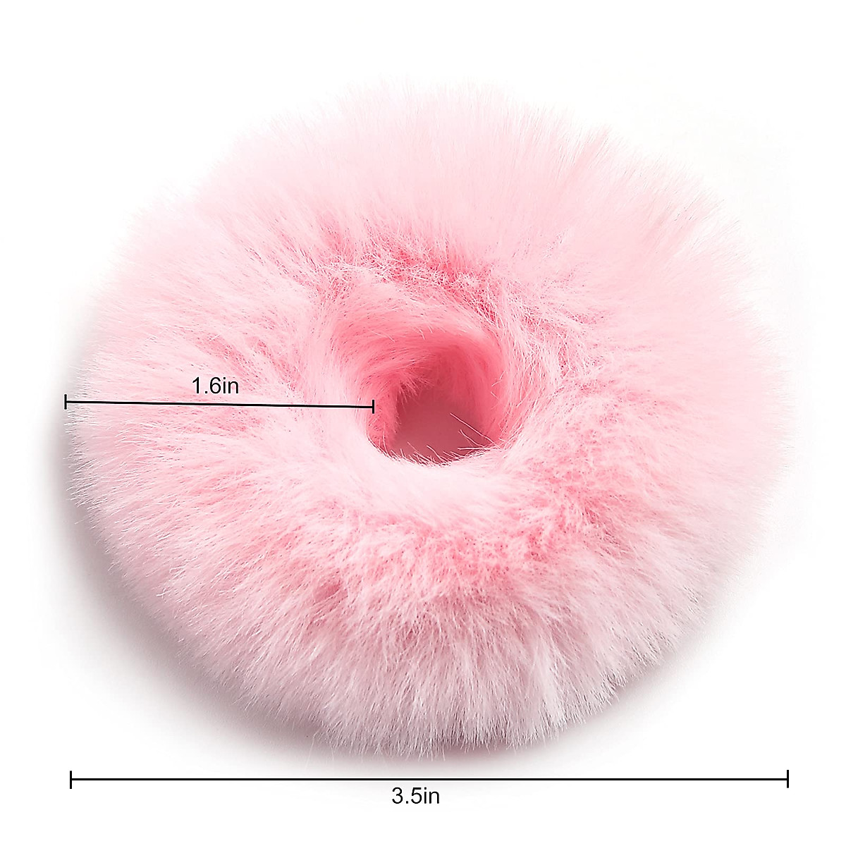 Furling Pompoms Furry Faux Rabbit Fur Hair Scrunchies Artificial Fur Hair Bobbles Elastic Hair Band Rope Wristband Ponytail Accessories Light Pink 2pcs