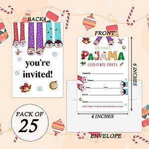 Beshoul Christmas Party Invitations with Envelopes (25-Count) - Pajamas Party Invite Cards for Bridal Shower Baby Shower Birthday Party Celebration Supplies - C08