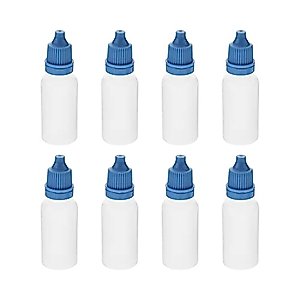 Othmro 0.5oz PE Lab Eye Plastic Dropper Bottles 50pcs, 15ml Squeezable Eye Liquid Dropper Thin Mouth Via of Liquid Sample Seal Storage Bottle with Childproof Blue Cap
