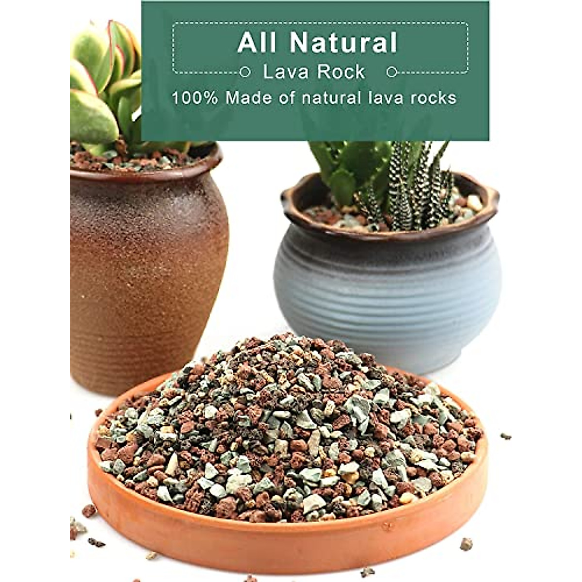 Succulent and Cactus Soil Gritty Mix Rocks, 6lb Bonsai Volcanic Gravel, Indoor Plant Drainage Lava Stones, Small Decorative Potting Pebbles for Terrarium Fairy Gardening and Houseplants Top Dressing