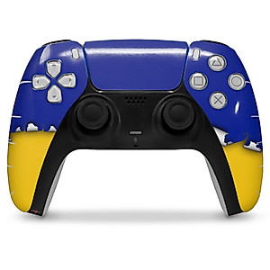 WraptorSkinz Skin Wrap compatible with Sony PS5 DualSense Controller Ripped Colors Blue Yellow (CONTROLLER NOT INCLUDED)