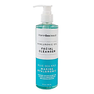 VITAMINS AND SEA BEAUTY, Gel Facial Cleanser, Gentle Hydrating Purifying Face Cleanser Wash with Blue Sea Kale and Marine Hyaluronic, All Skin Types, 8 Fl Oz
