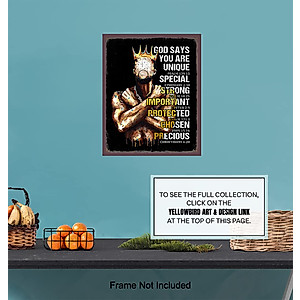 African American Religious Wall Art - Christian Decor - Catholic Gifts for Men - God Says You Are - Scripture Wall Art - Spiritual Inspirational Bible Verses - Positive Motivational Quotes - Black Art