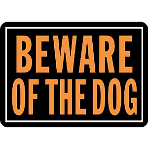 Hy-Ko Products 838 Beware of Dog Aluminum Sign 9.25" x 14" Orange/Black, 1 Piece