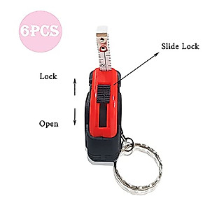 1m/3ft Retractable Kids Tape Measure Mini Keychain Metric/Inch Measuring Tape Portable Tape Ruler with Stable Slide Lock for Body Measuring(6 Pack)