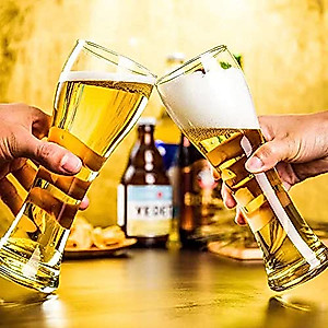 Ecentaur Pilsner Beer Glasses Steins Pint Glass Beer Mug for Drinking Classics Beer Cup Tumblers Pub Drinkware Bar Glassware Set of 6