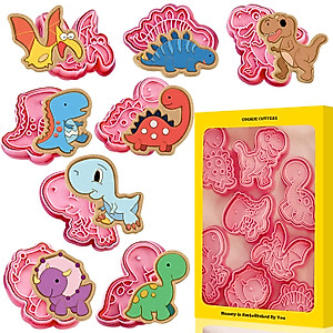 Leesgel Dinosaur Cookie Cutters for Kids Party Decorations, Dinosaur Birthday Party Supplies Favors Decor, Plastic Dino Cookie Cutter Mold for Biscuit Fondant Cake Baking