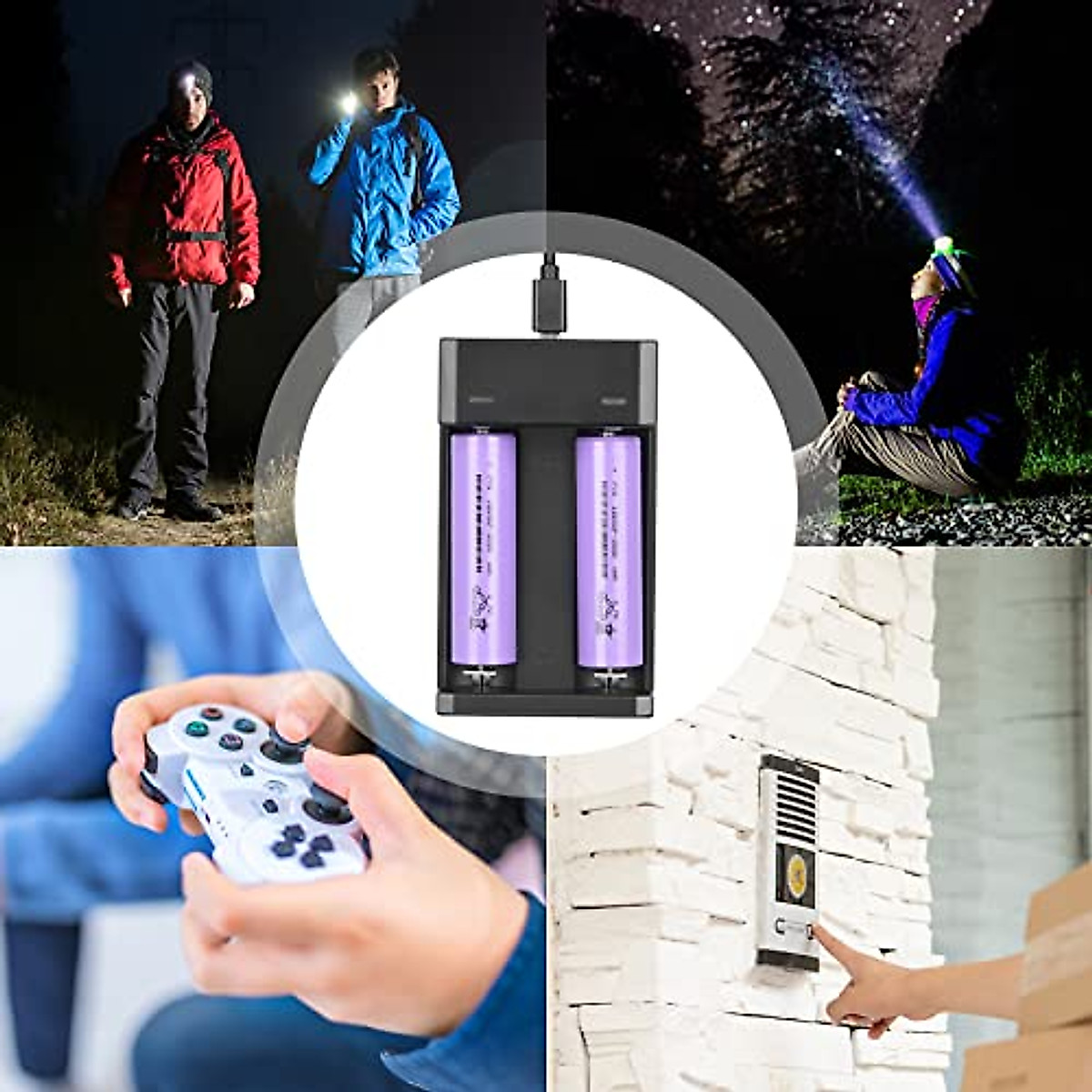 REACELL 18650 Lithium Battery Charger, Univerisal Lithium Charger for 3.7V 18350 26650 22650 21700 16340 14500 36650 Lithium Battery