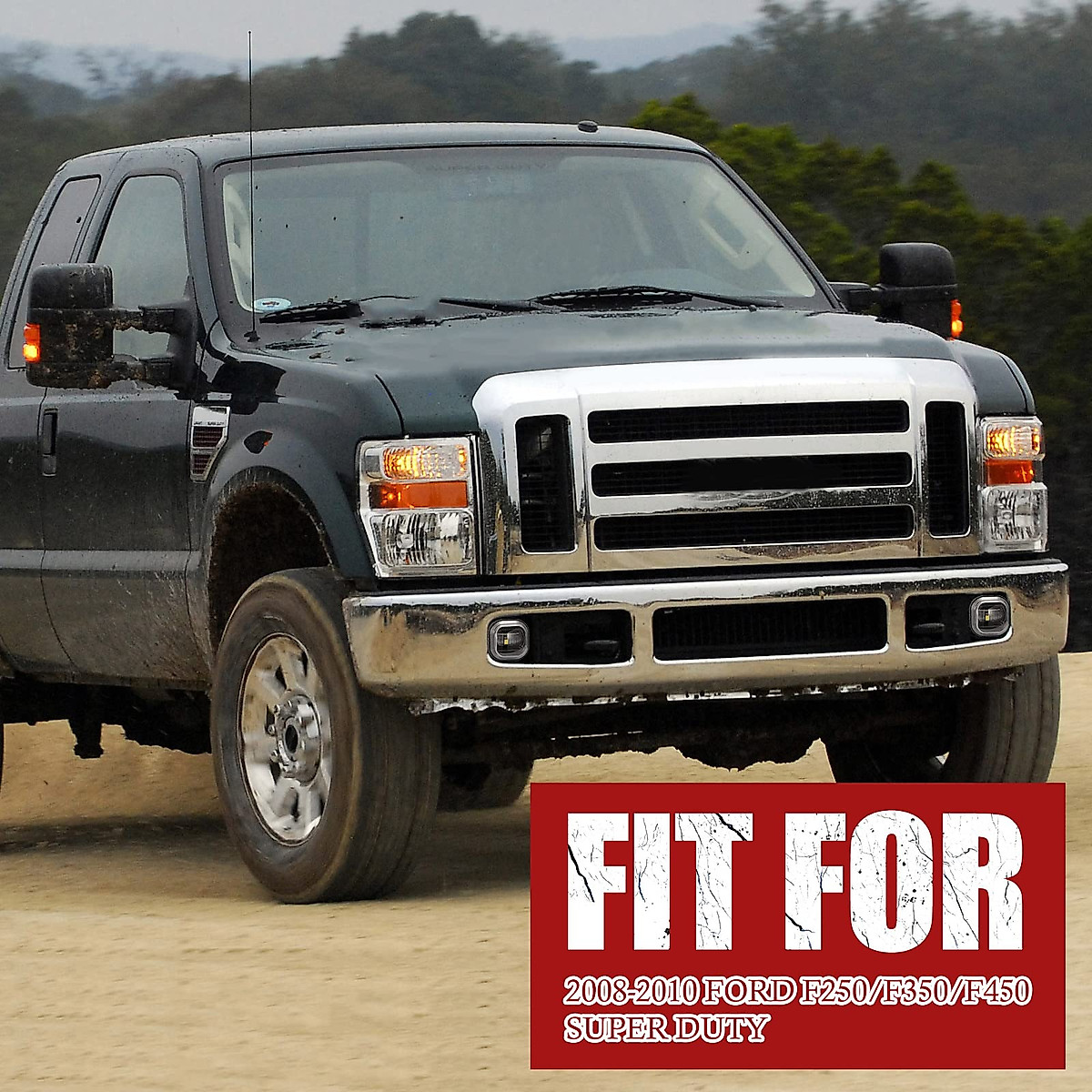 BUNKER INDUST LED Fog Lights for 2008 2009 2010 Ford F250/F350/F450 Super Duty, Bumper Driving Fog lamp Kit with Adapter Extension Harness