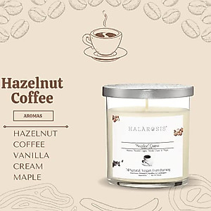 Halarosis Soy Candles - Long Burning Coffee Candle - Burns Up to 45 Hours - Gift for Birthday, Housewarming & Special Events - Cotton Wick Candles for Home Scented (Hazelnut Coffee 8.5 oz)