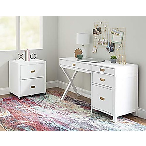 Linon White Modern Classic Side Storage Sadie Desk