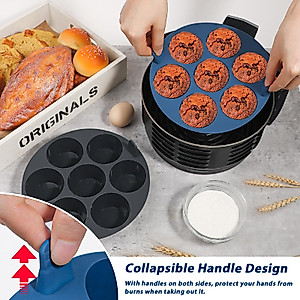 Webake 2PCS Silicone Air Fryer Muffin Pan for Baking 7 Cavity Air Fryer Silicone Cupcake Pans Non Stick Food Grade and BPA Free Muffin Tins Baking Cups